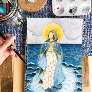 Stella Maris Watercolor Print, Our Lady Star of the Sea, Mary, Catholic ...