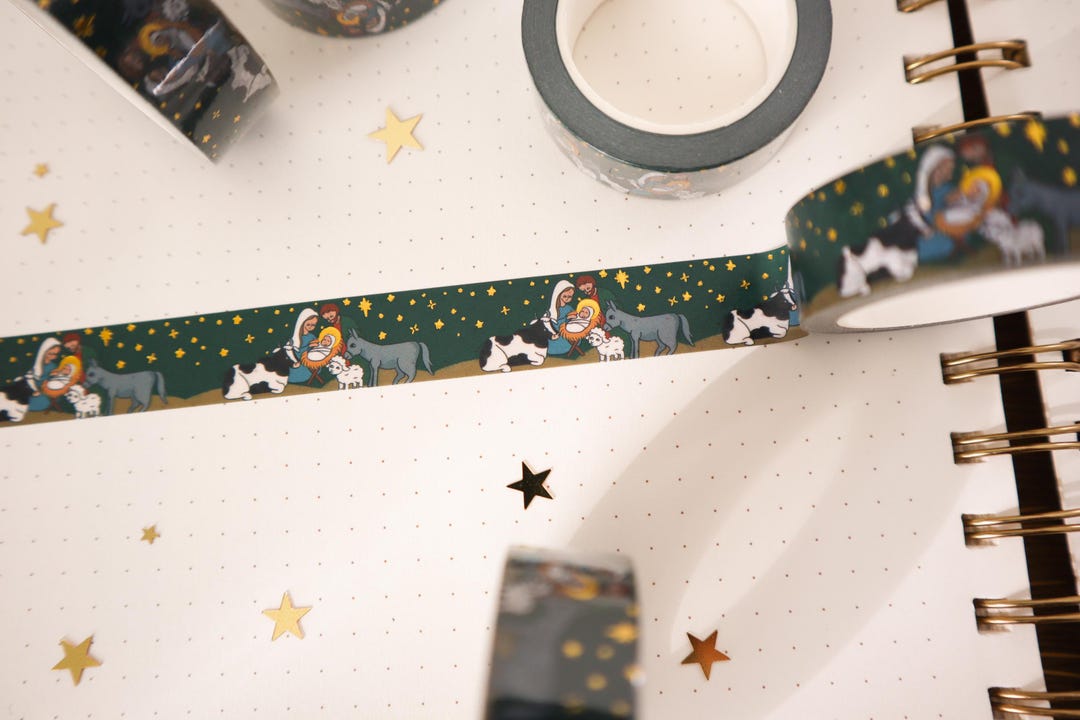 Limited Edition Catholic Washi Tape, Gold Foil, Nativity Scene ...
