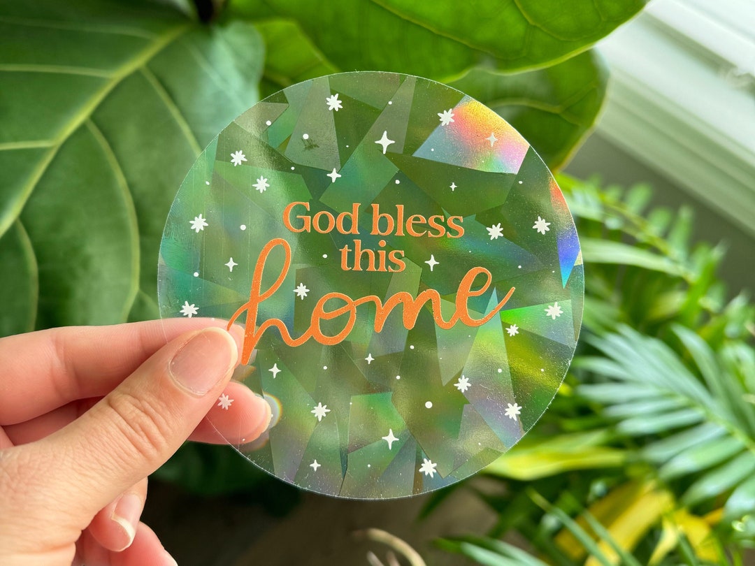 Catholic Suncatcher Window Decal, God Bless This Home, Catholic Gift ...