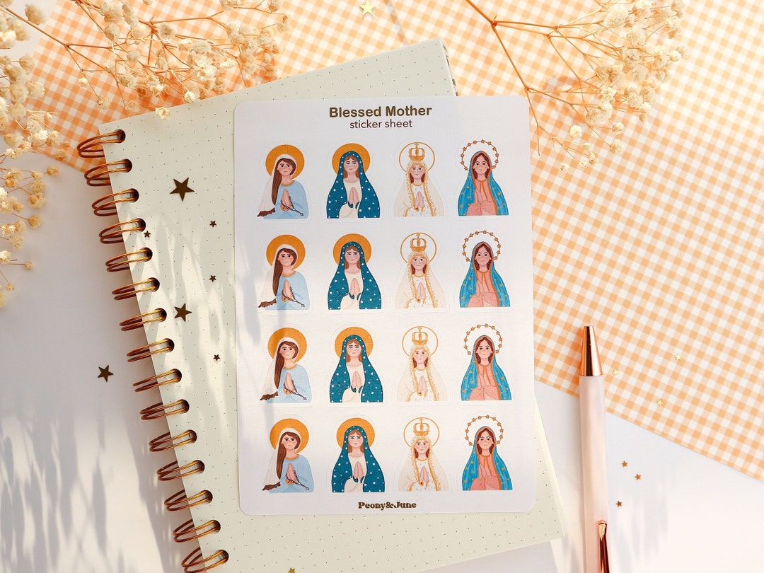Catholic Stickers, Blessed Mother Sticker Sheet, Catholic Gift, Our ...