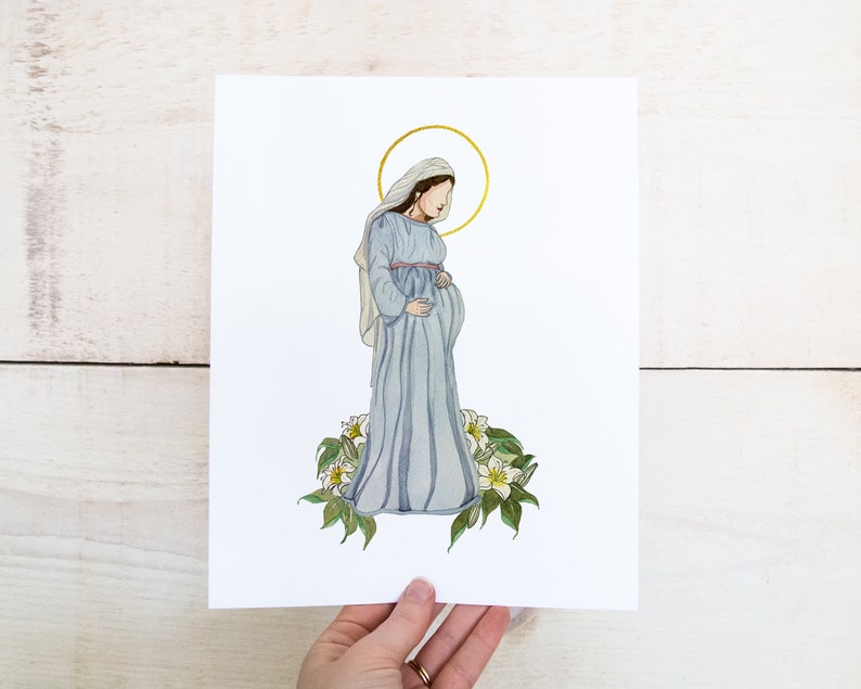 Pregnant Virgin Mary Art Print | Expecting Mary | Blessed Mother ...