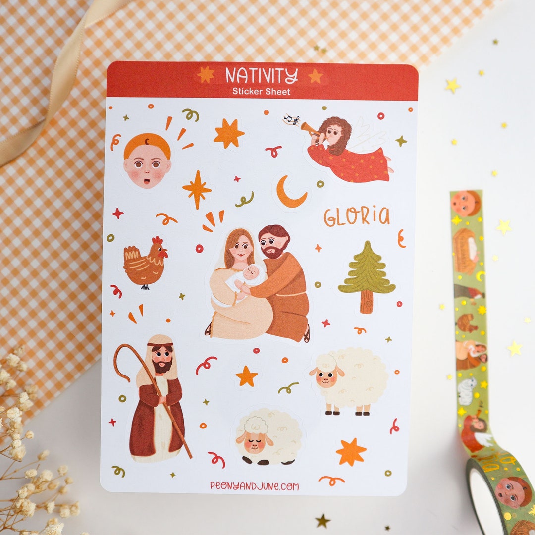 Catholic Stickers, Nativity Sticker Sheet, Catholic Gift, Journal ...