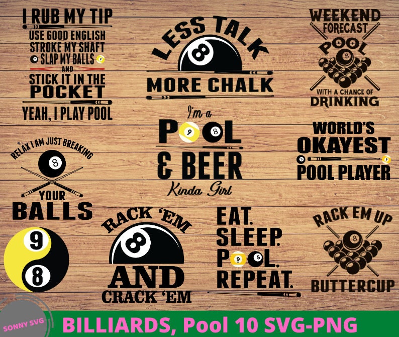 Billiards Pool Players 10 Designs Bundle, Billiards Cut Files ...