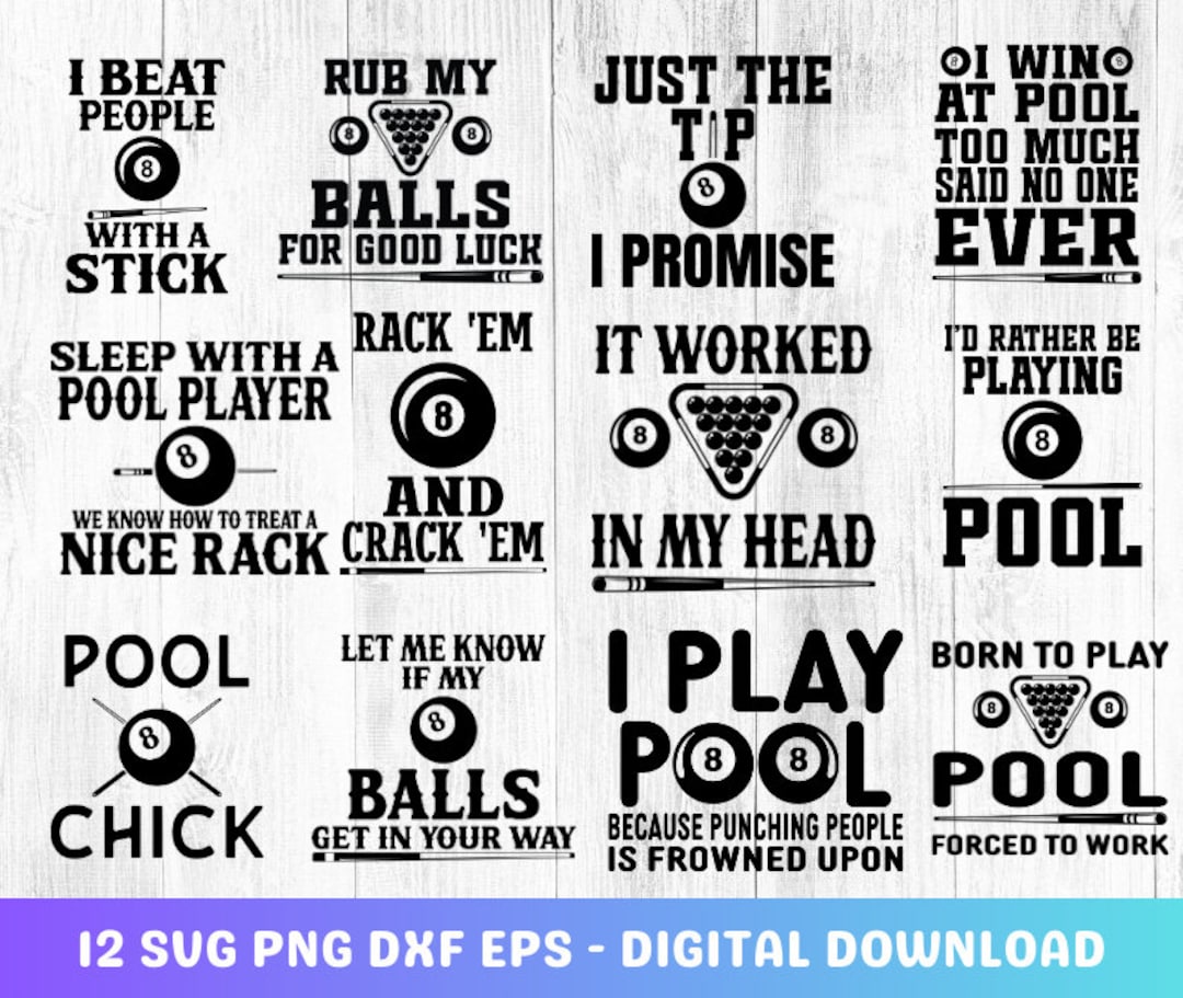 Billiards Pool Players 12 Designs Bundle, Billiards Cut Files ...