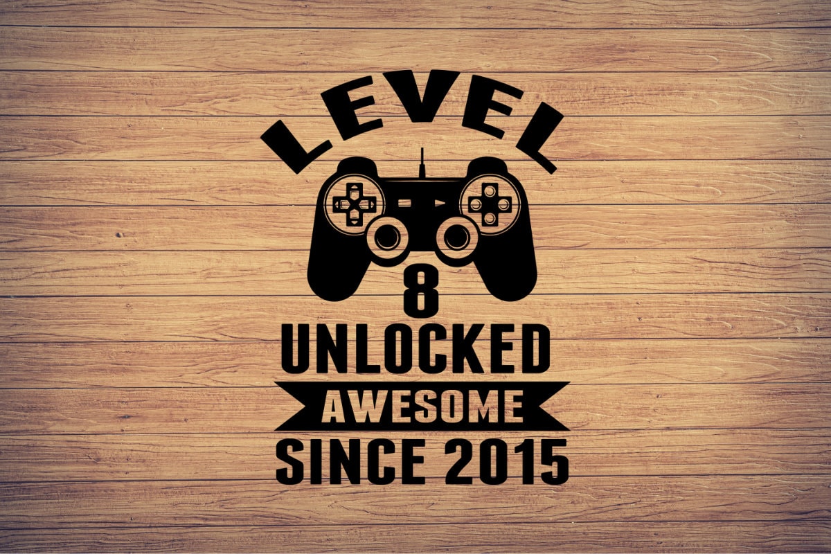 Level 8 Unlocked Awesome Since 2015 Birthday, 8th Birthday of SVG ...