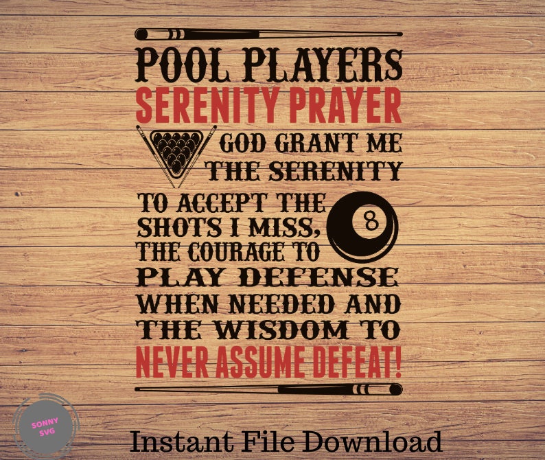 Billiards Serenity Prayers Funny Billiards,pool SVG, Png Digital ...