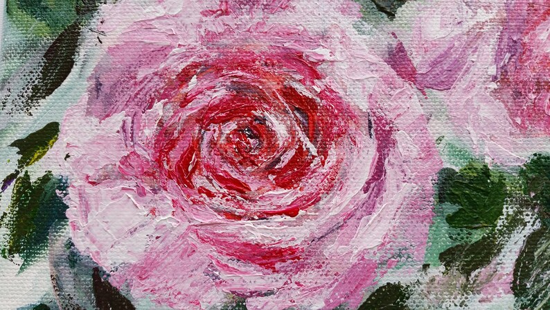 Rose Floral Acrylic Painting // 15 X 21 Cm Canvas - Etsy