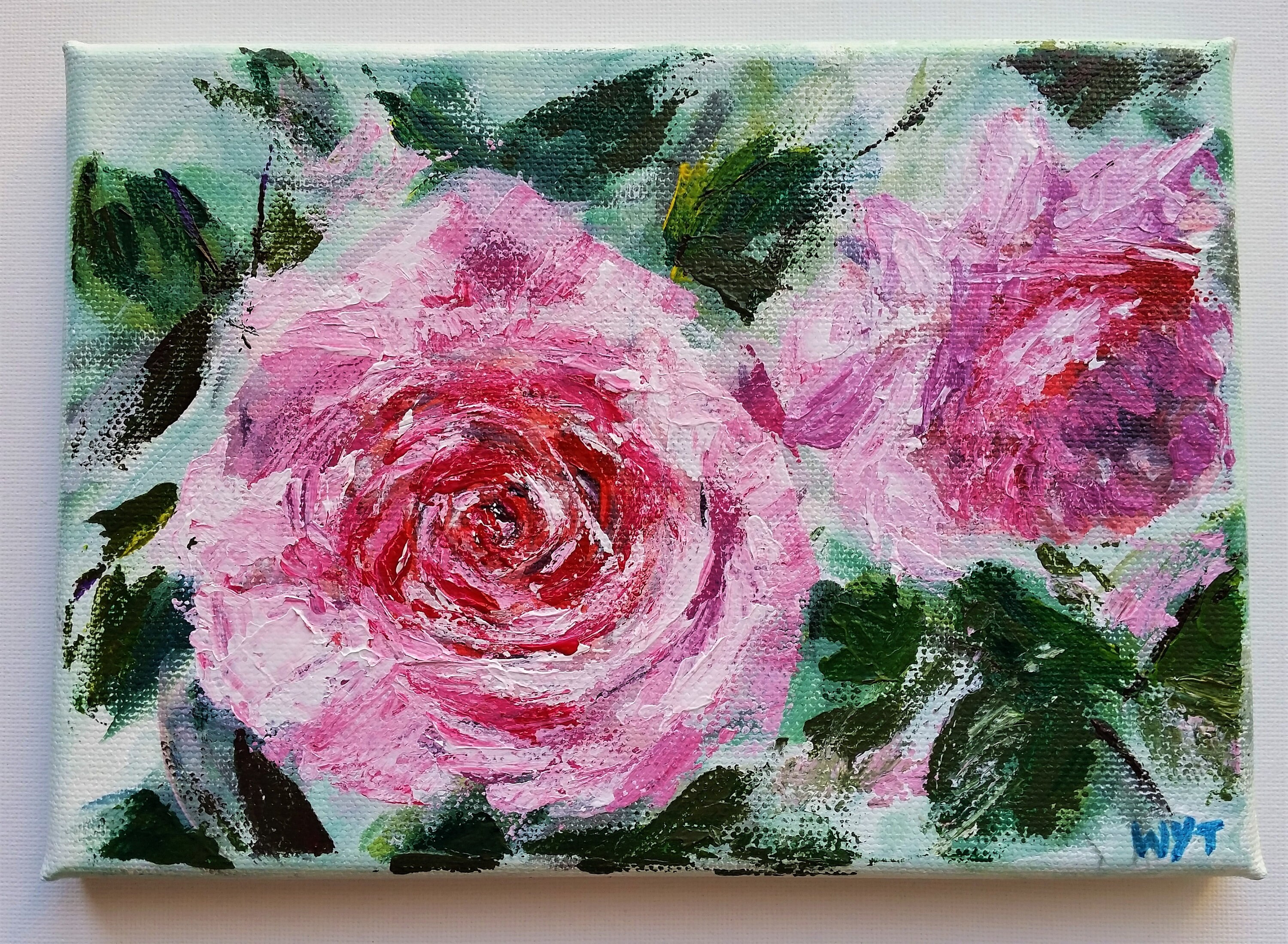 Rose Floral Acrylic Painting // 15 X 21 Cm Canvas - Etsy