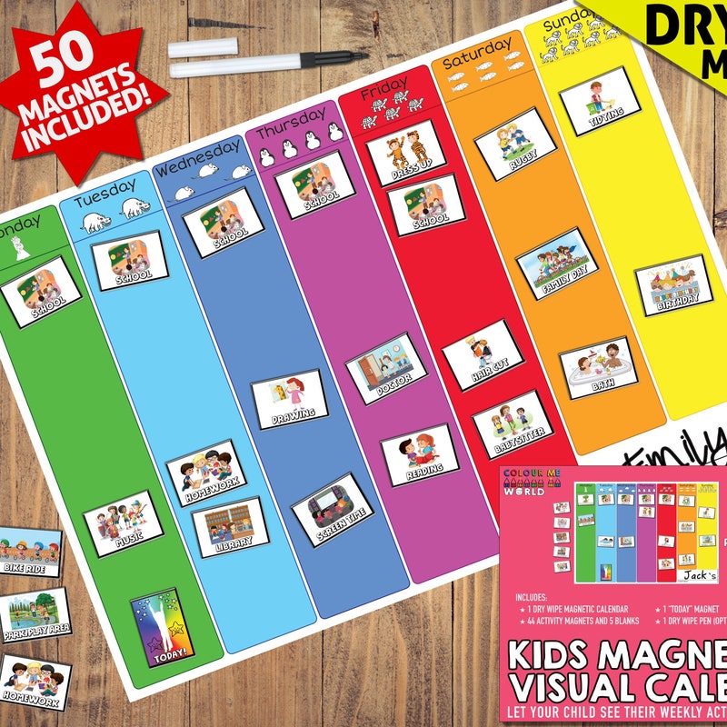 Magnetic Calendar Kids - Etsy