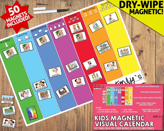 Kids Magnetic Weekly Calendar Children's Daily Calendar | Etsy