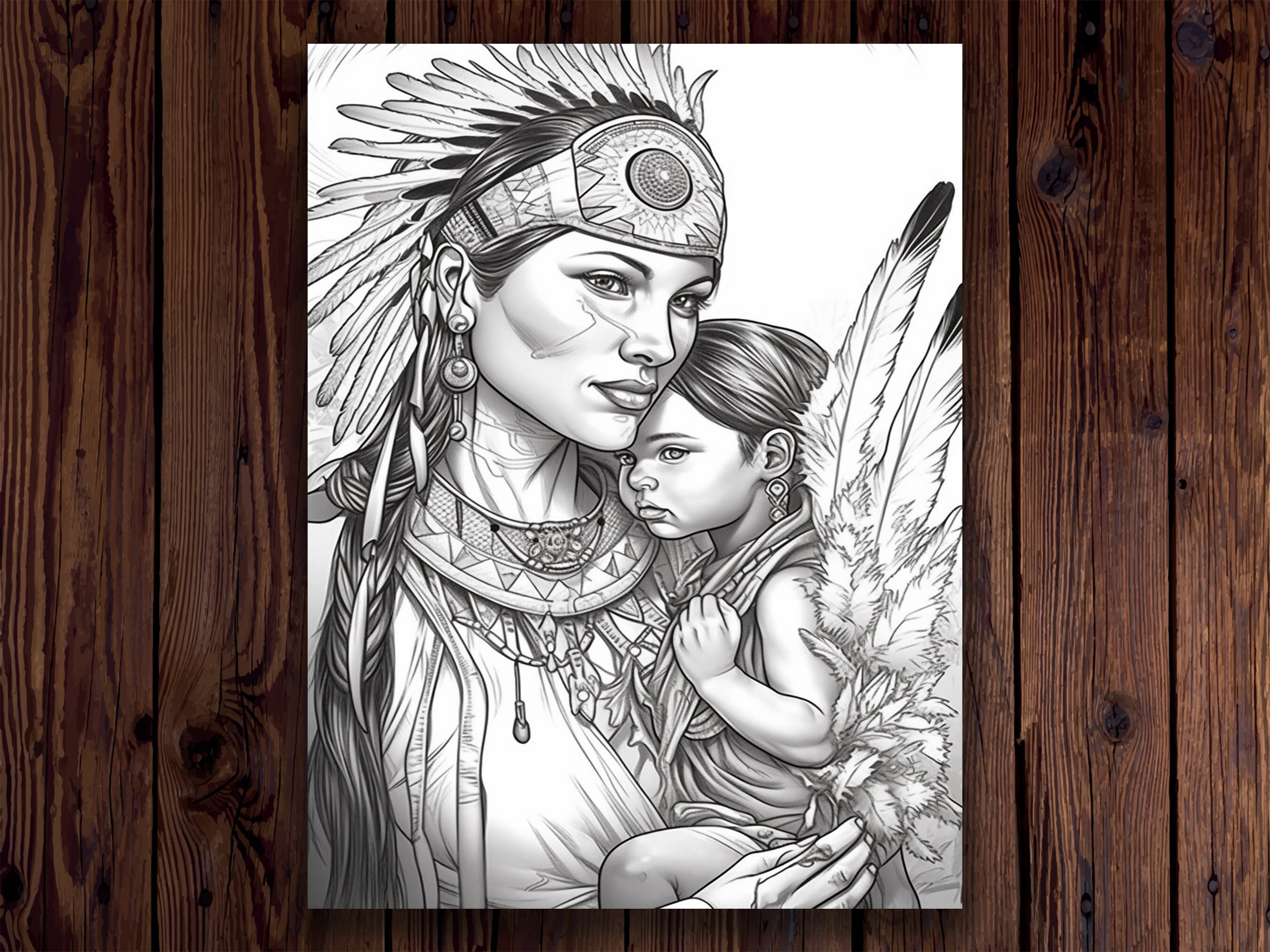 50 Native American Woman Coloring Pages: Hand-drawn Printable - Etsy Canada