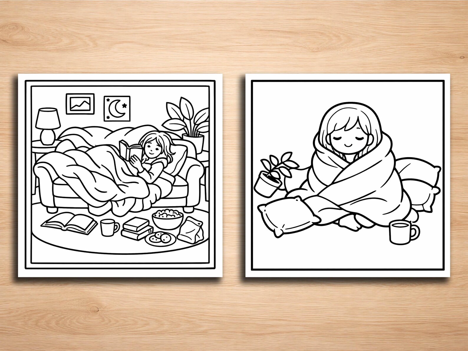 Cozy Messy Girl Coloring Pages – 20 Comfy Chaos Line Art Designs - Etsy