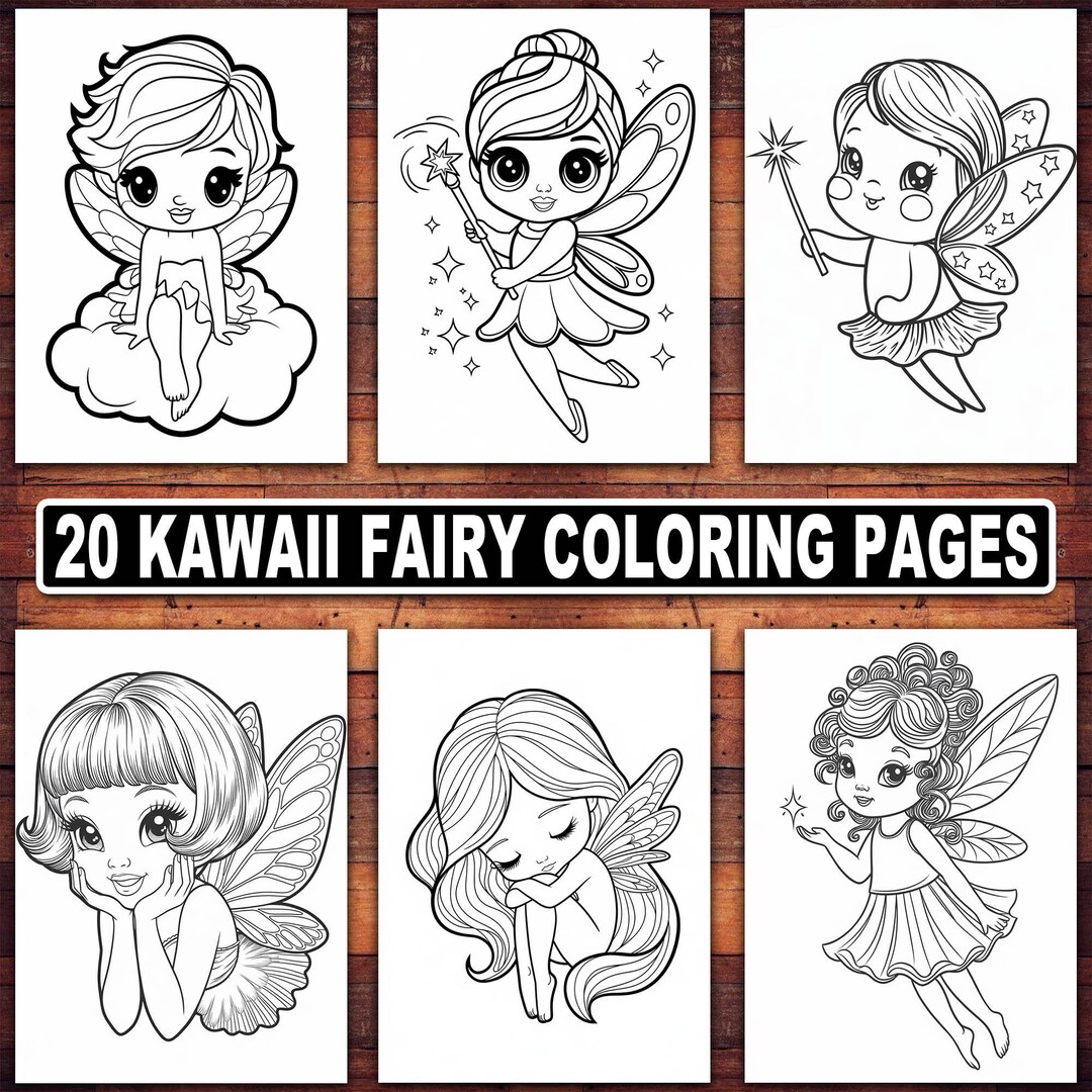 Kawaii Fairy Coloring Pages Digital Download | 20 Cute and Whimsical ...