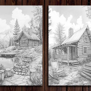 38 Printable off Grid Cabins Coloring Pages in Grayscale for Adults ...