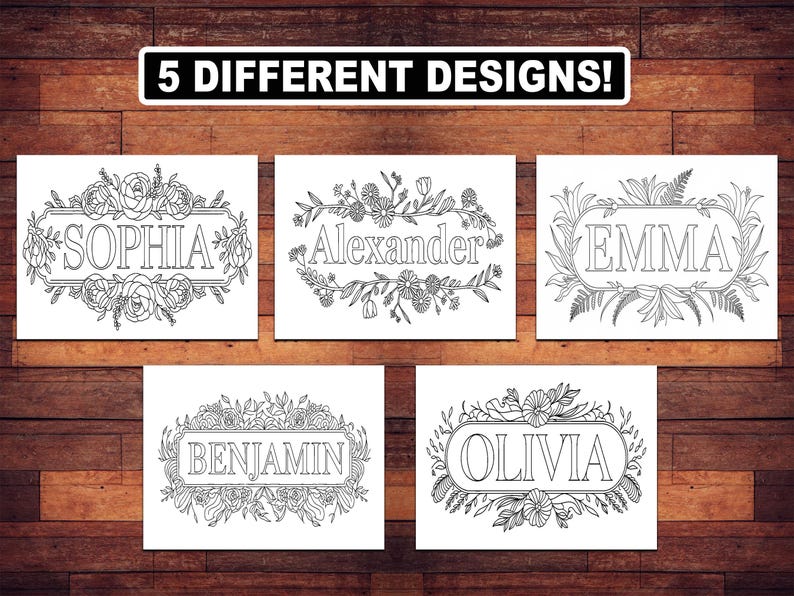 Custom Floral Name Coloring Pages | Personalized Printable Art for Kids ...
