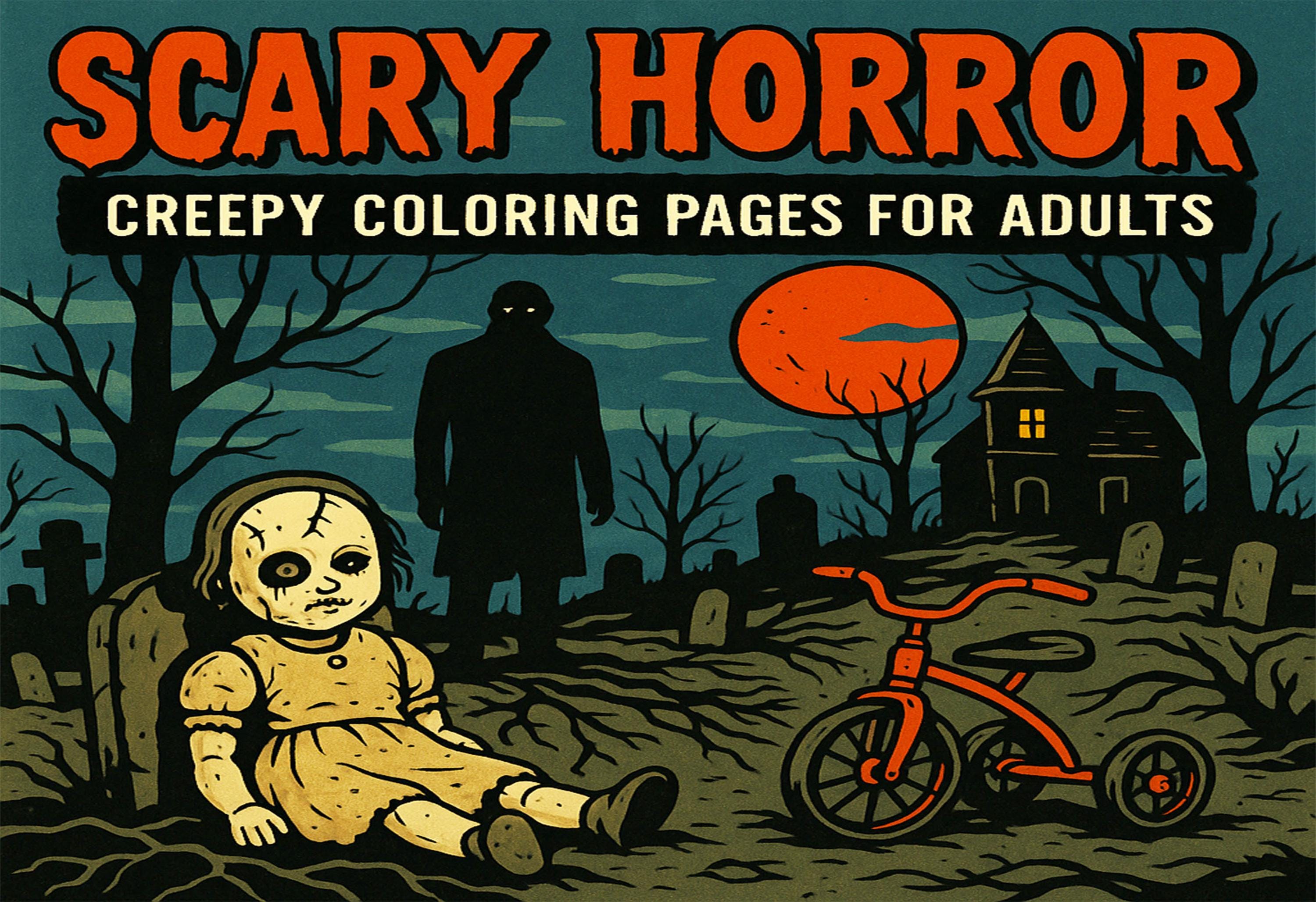 Creepy Horror Coloring Pages: 20 Terrifying Printable Designs (digital ...