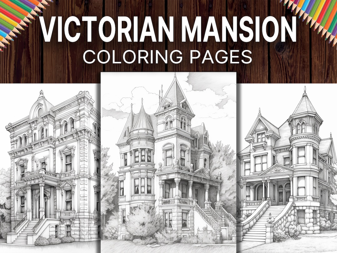 Victorian Mansion Coloring Book: 50 Relaxation Pages (printable PDF) - Etsy