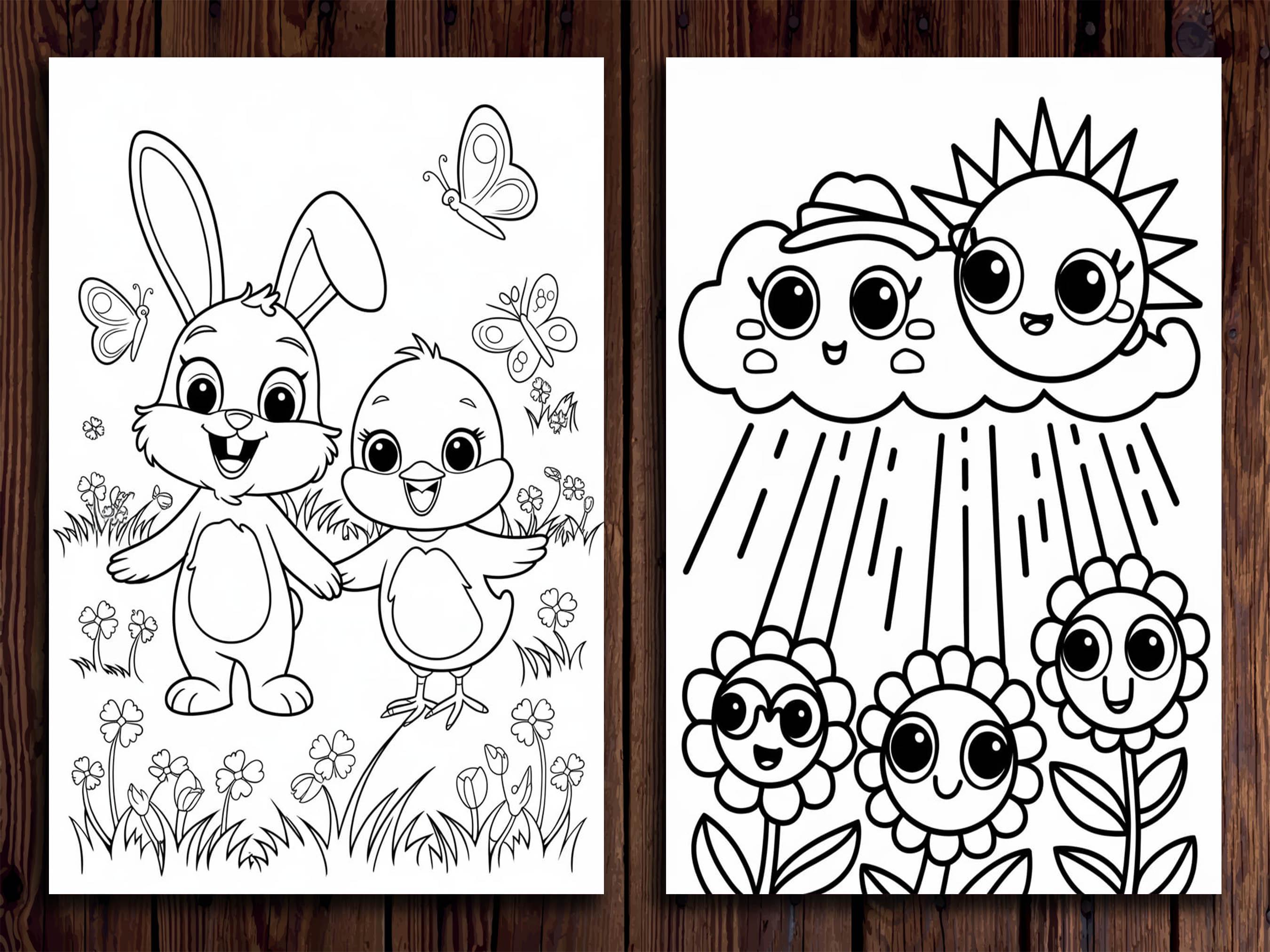 Kawaii Spring Coloring Pages Digital Download | 20 Cute and Cheerful ...