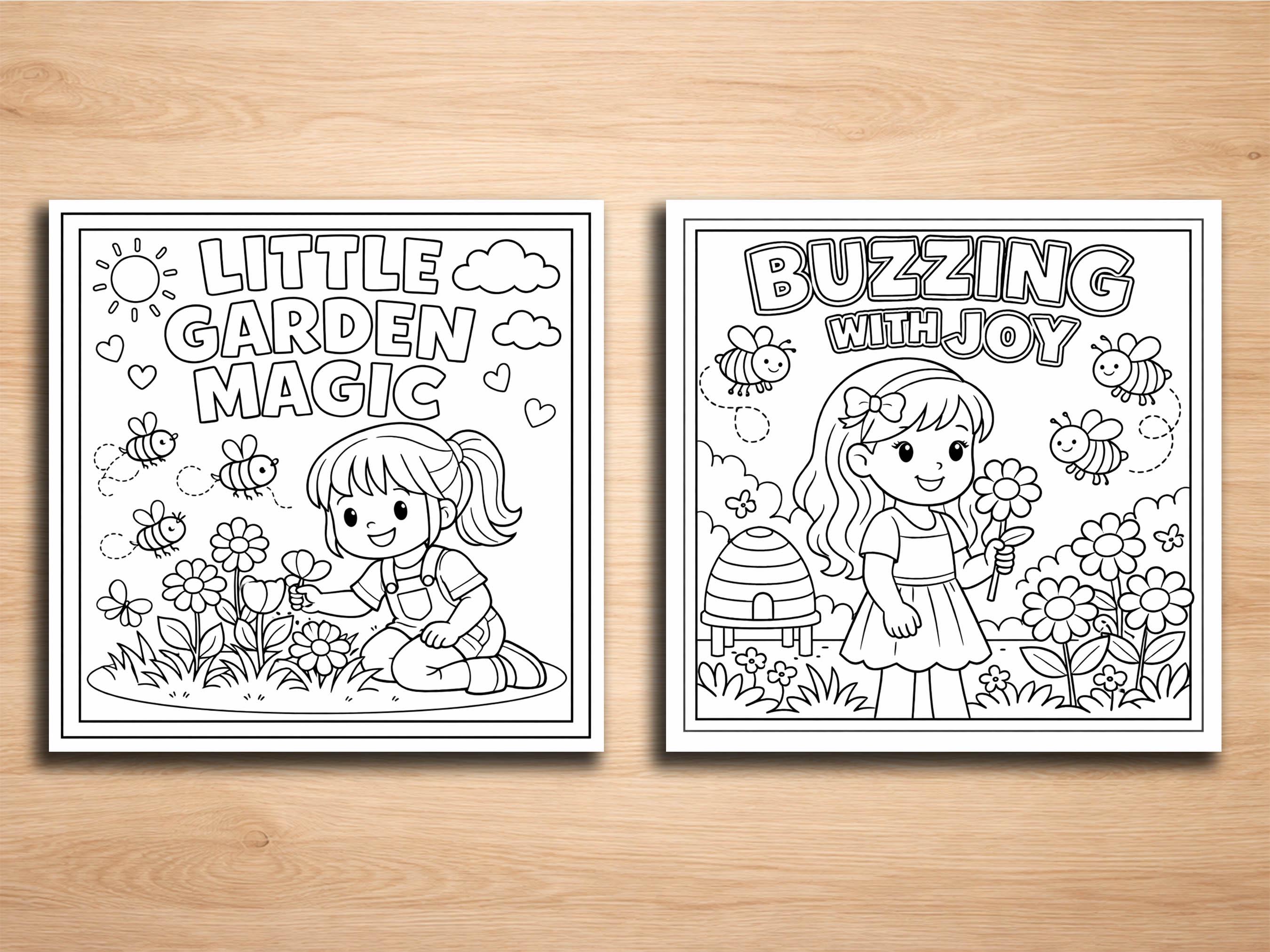 Bee Coloring Pages – Spring Garden Printable Set - Etsy
