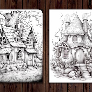 50 Witch House Coloring Pages for Adults, A Fantasy Halloween Coloring ...