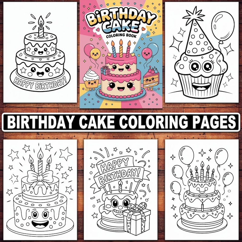 Birthday Cake Colouring - Etsy UK