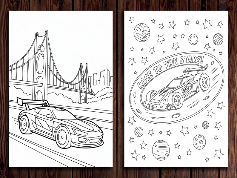 Racecar Coloring Pages: Sports Cars & Hot Rods (digital Download) - Etsy
