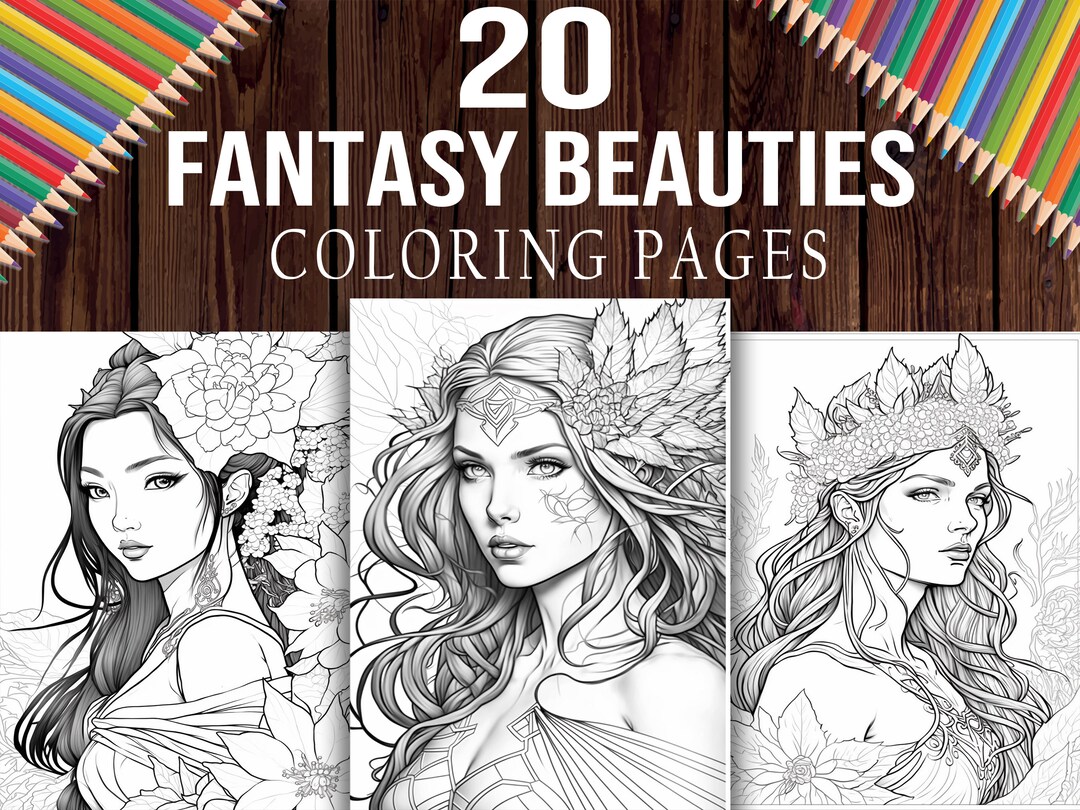 20 Fantasy Beauties Coloring Pages, Princess Themed Pages With Crowns ...
