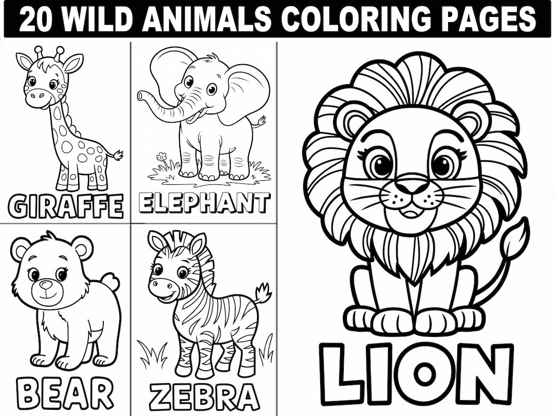 Wild Animals Coloring Pages: 20 Fun Safari, Jungle & Forest Designs ...