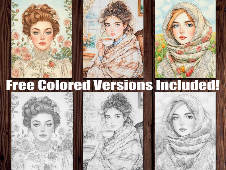 English Country Girls Coloring Pages: Vintage Fashion, Pastoral Art ...