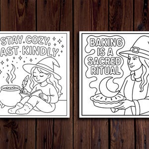 Witch Coloring Pages: Pumpkin Spice Coven, Cozy Autumn Vibes (printable ...