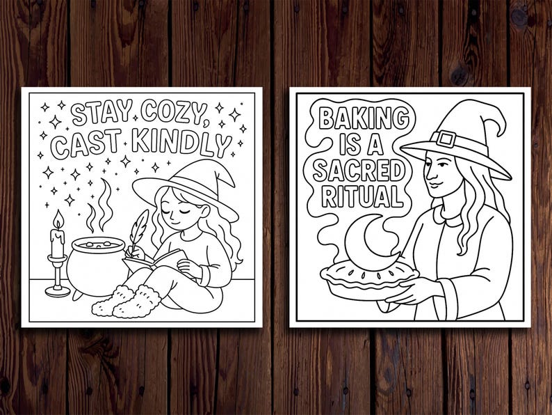 Witch Coloring Pages: Pumpkin Spice Coven, Cozy Autumn Vibes (printable ...