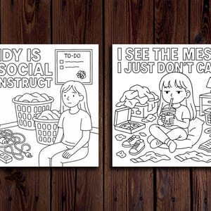 Messy Room Coloring Pages: Cluttered Room Chaos Art (digital Download ...