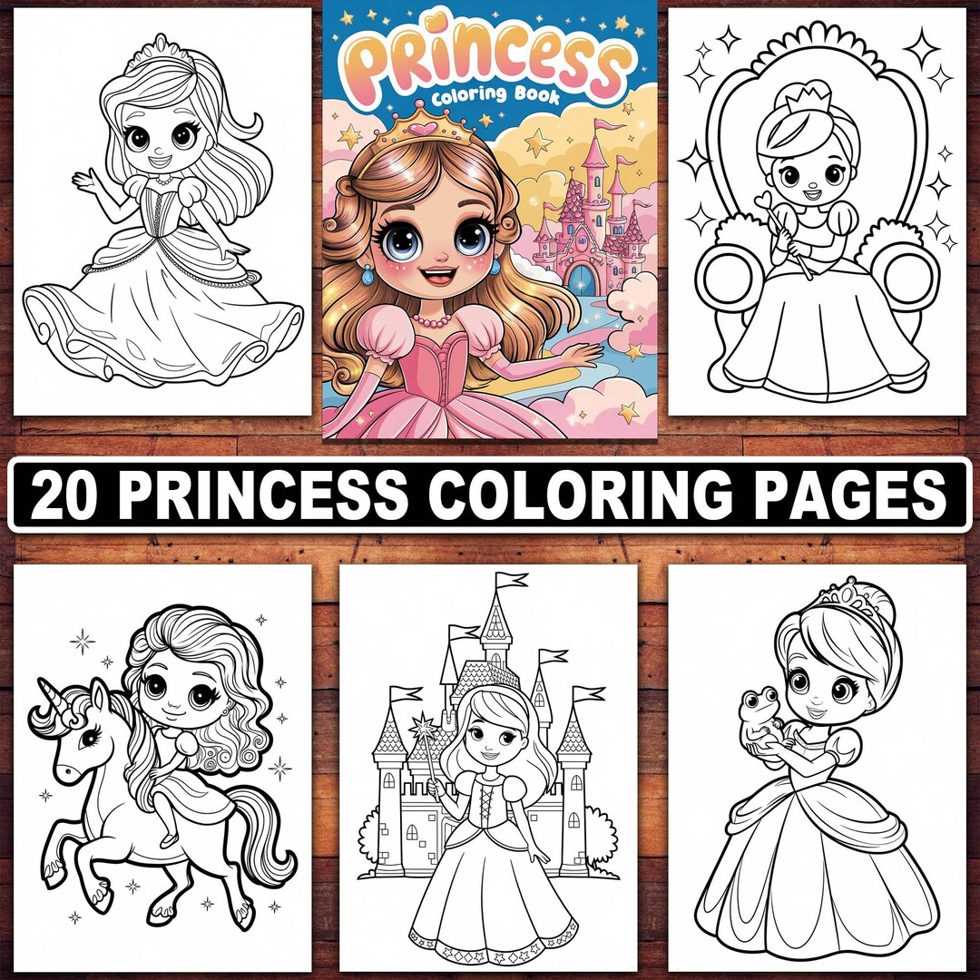 Princess Coloring Pages Digital Download | 20 Cute and Whimsical ...