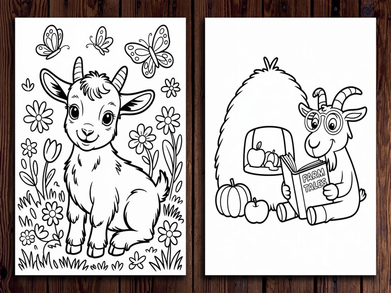Goat Coloring Pages | Fun Farm Animal Designs (PDF) - Etsy