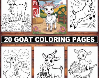Goat Barnyard Children's Coloring Page - Etsy