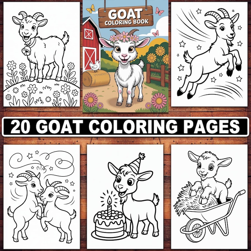 Coloring Book Kids Goats - Etsy