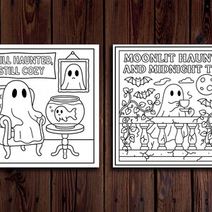 Cozy Haunted House Coloring Pages: Ghost Pets & Spooky Interiors (PDF ...