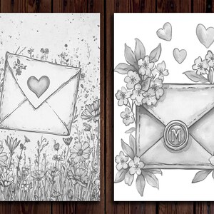 37 Printable Heartfelt Letters Coloring Pages in Grayscale for Adults ...