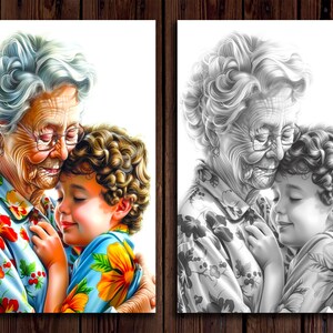 25 Printable Grandma's Love Coloring Pages in Grayscale for Adults ...