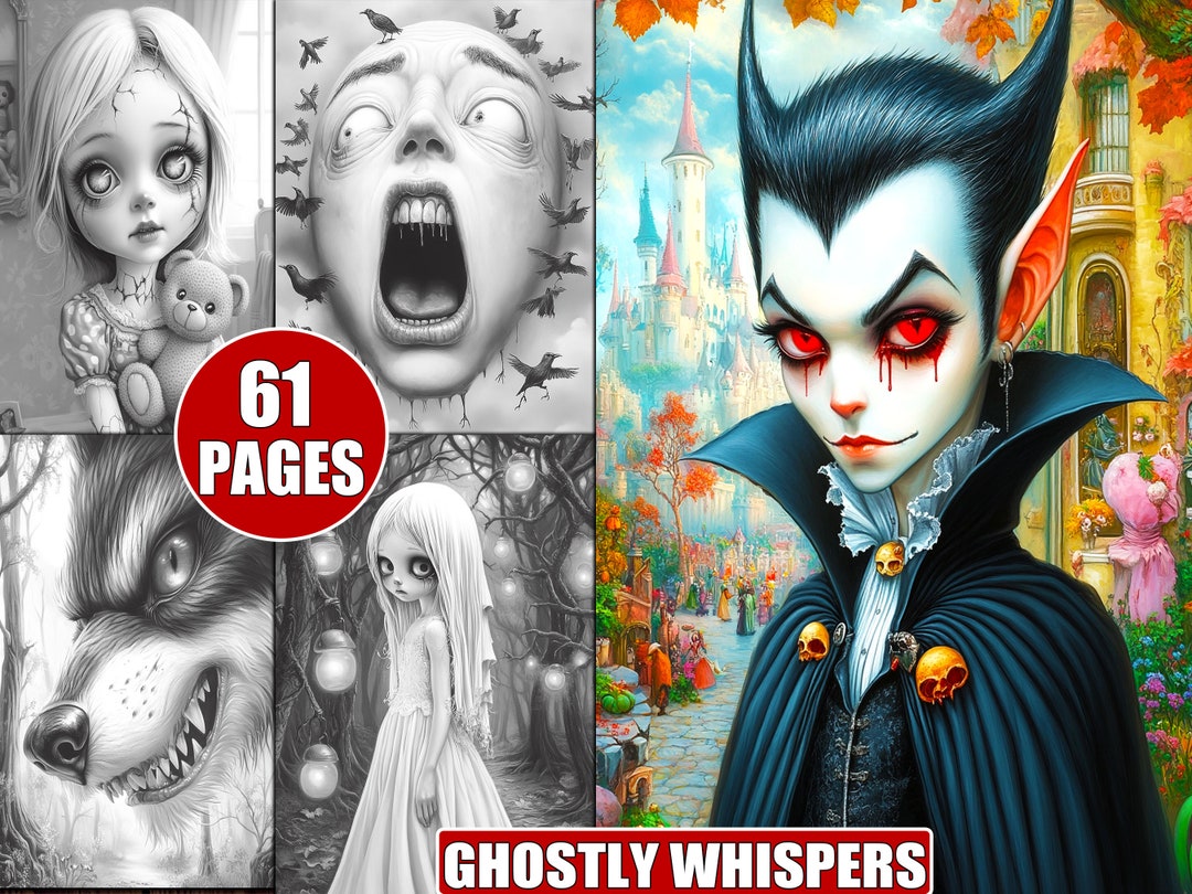 Ghostly Whispers Coloring Pages: Spooky Halloween Horror Art (printable ...