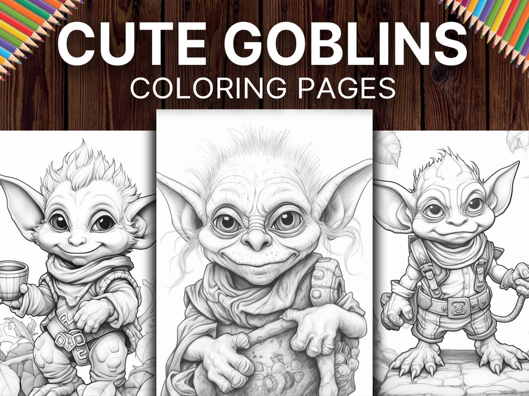 50 Cute Goblins Coloring Pages for Adults, A Fantasy Coloring Book for ...
