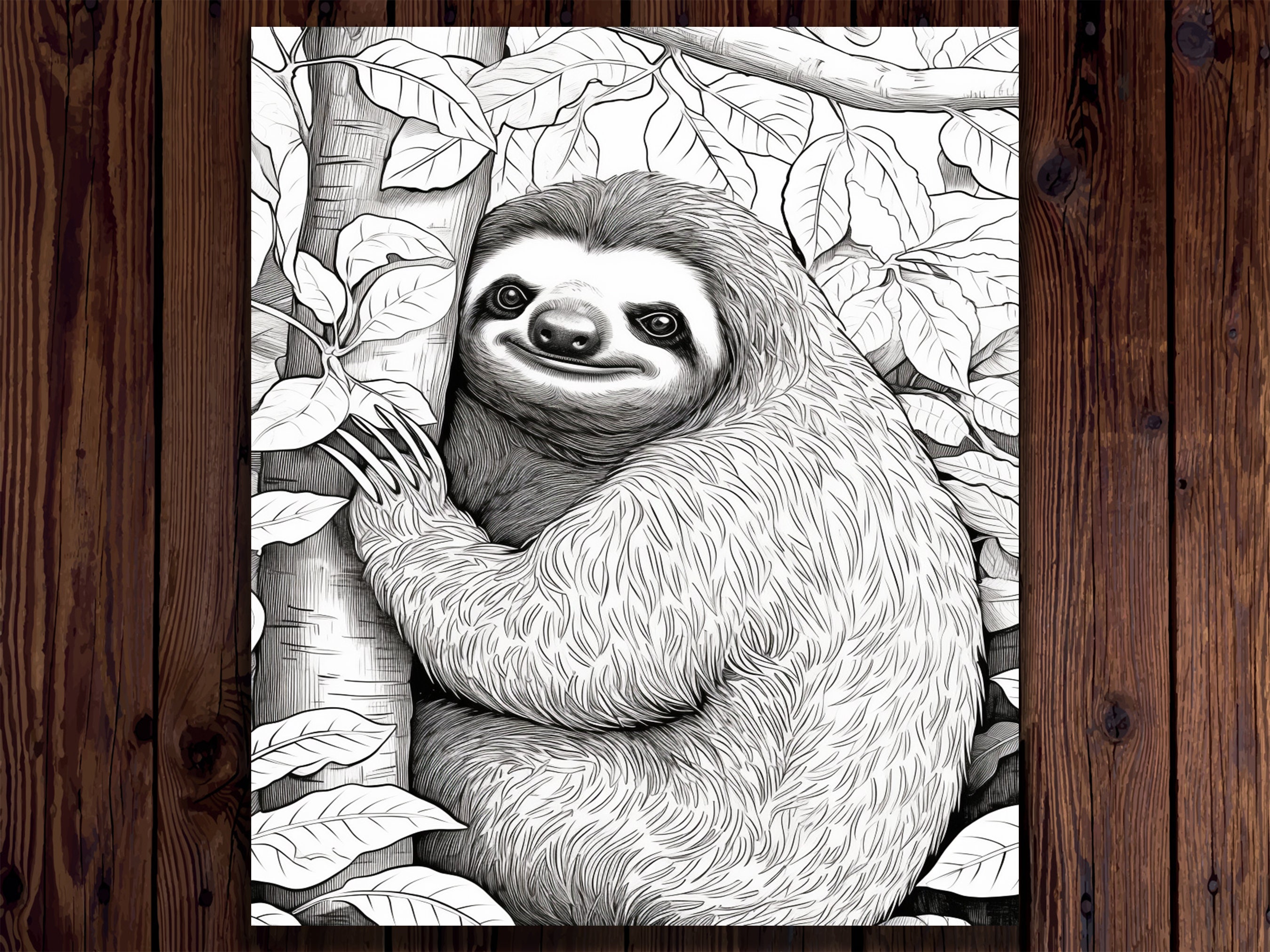 50 Cute Sloths Coloring Pages for Adults, Animal Coloring Book for ...