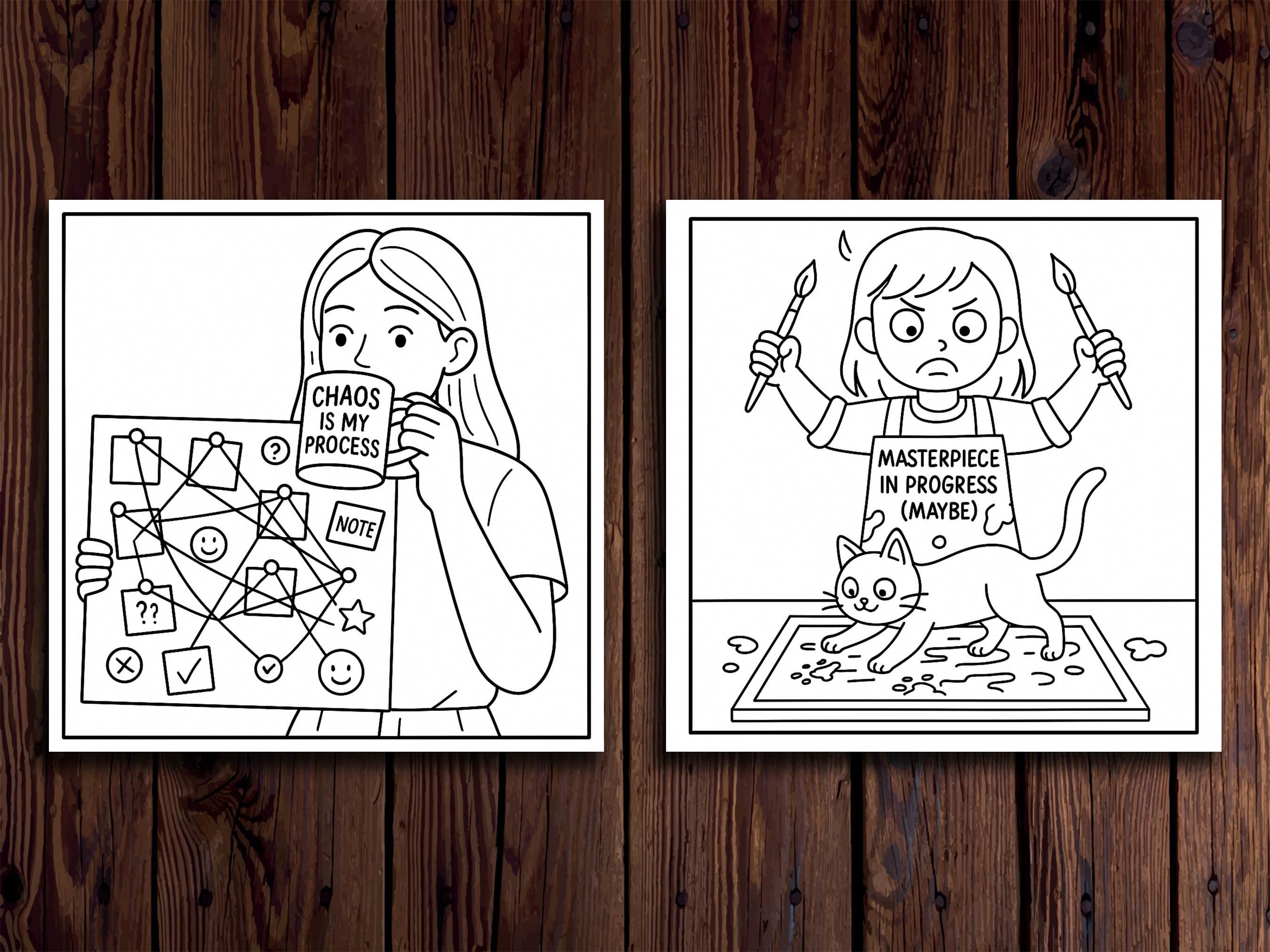 Messy Craft Room Coloring Pages: Creative Chaos for Art Girls - Etsy