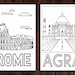 World Landmarks Coloring Pages: 20 Travel Destination Designs (digital ...