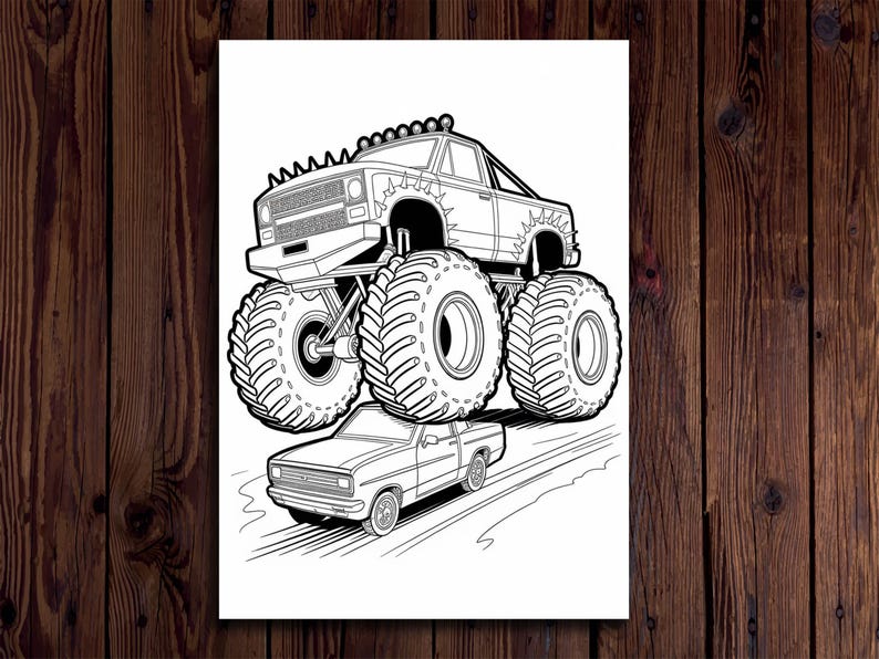Monster Truck Coloring Pages: 20 Action Designs for Kids (digital ...