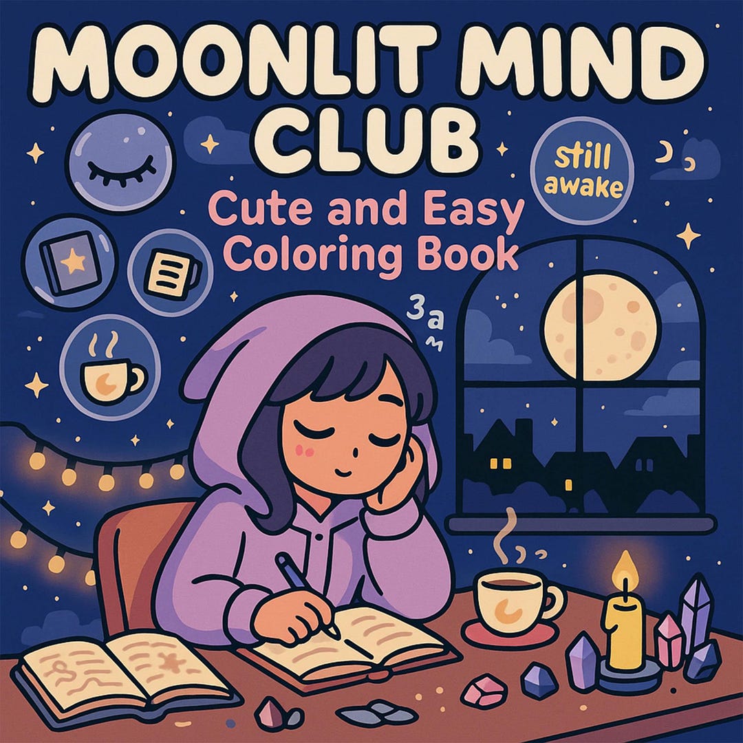 Stargazing Girls Coloring Pages: 3AM Midnight Thoughts (digital ...
