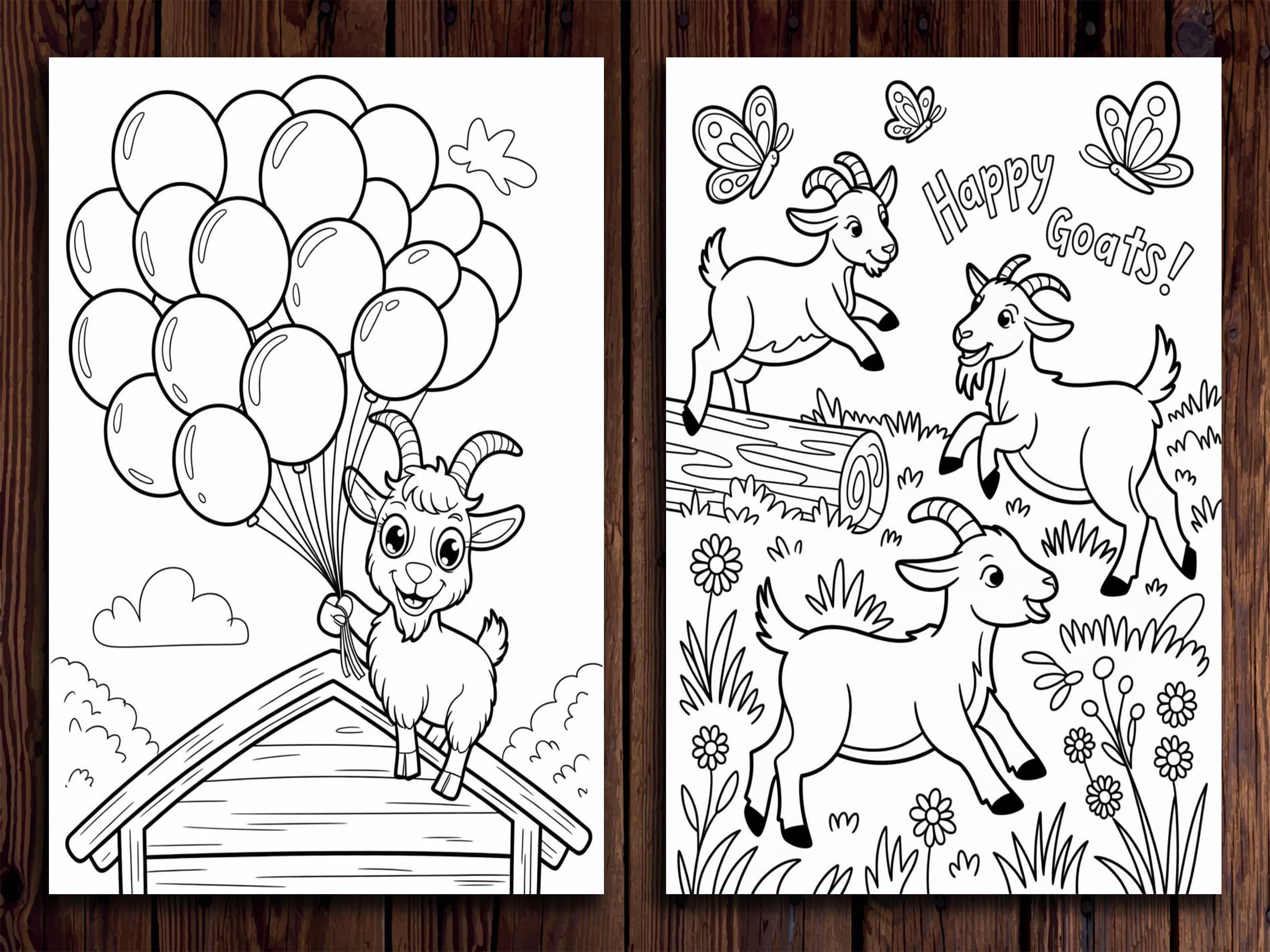 Goat Coloring Pages | Fun Farm Animal Designs (PDF) - Etsy