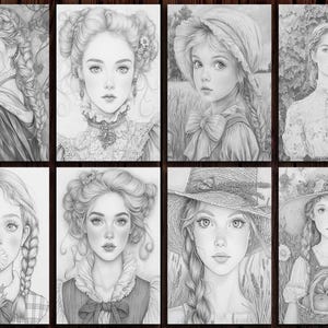 40 Printable English Country Girls Coloring Pages in Grayscale for ...