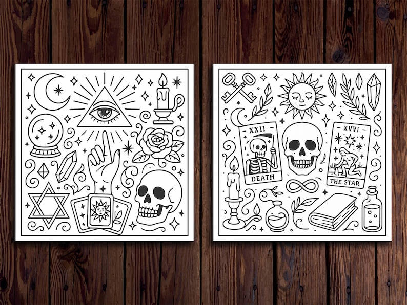Vintage Tarot Coloring Pages: Mystical Occult Designs (digital Download ...