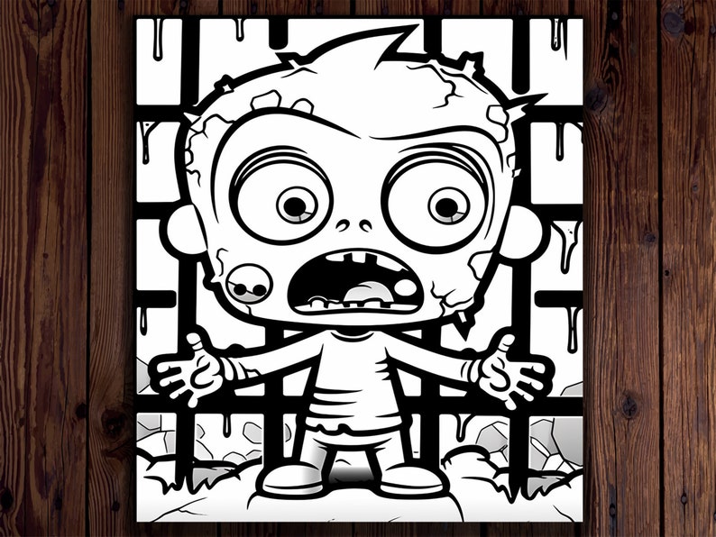 50 Cute Zombies Coloring Pages for Kids & Adults A Halloween - Etsy